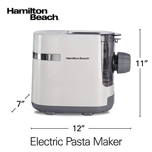 Hamilton Beach Electric Pasta Maker & Noodle Machine with 7 Molds for Spaghetti & Fettucine and More, Makes 2-3 Servings in 15 Minutes, White (86650)