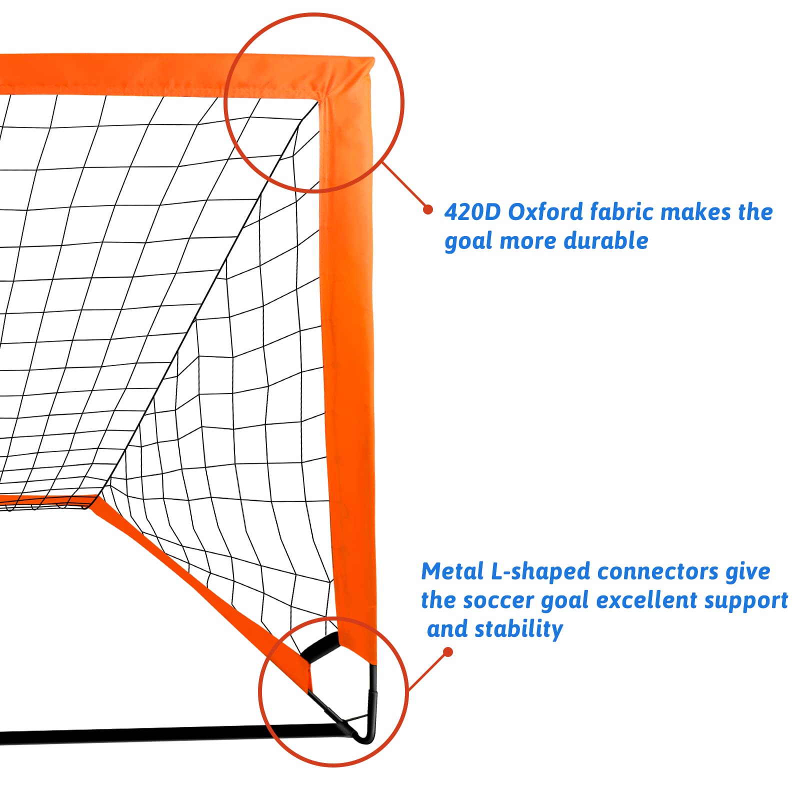 E-SDS Kids Soccer Goals for Backyard Training(Size 6'x4'), Portable Soccer Net Pop Up Soccer Goal Kits, Set of 2
