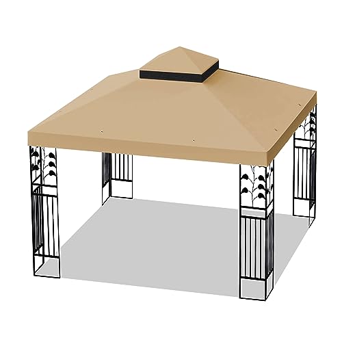 10x10 Ft Outdoor Patio Gazebo Replacement Canopy,Canopies for Outside Canopies, Gazebos,Double Tiered Gazebo Tent Roof Top Cover