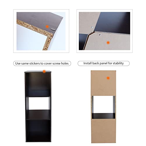 PACHIRA E-Commerce US Wooden Cube Storage Organizer, Unit Shelf, Closet Cabinet, Bookshelf File in Living Room, Bedroom, Study 3 Cube, Dark Brown