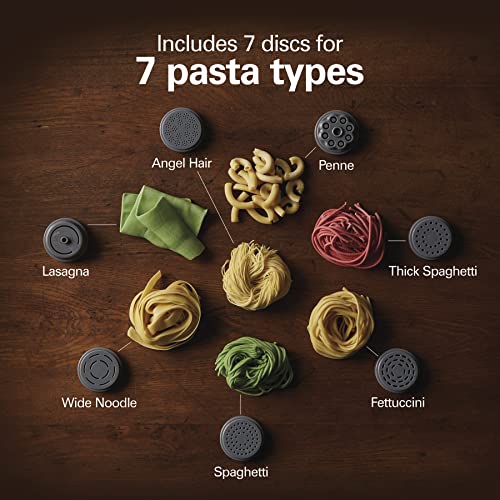 Hamilton Beach Electric Pasta Maker & Noodle Machine with 7 Molds for Spaghetti & Fettucine and More, Makes 2-3 Servings in 15 Minutes, White (86650)