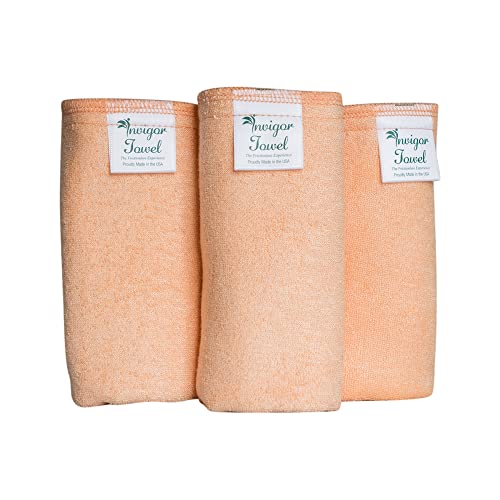 Invigor Sports Recovery and Post Surgery Orange Wash Cloths for Face and Body, Set of 3 Wash Cloth Double Sided Towels Made in USA