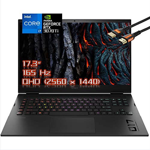 HP OMEN 17.3" QHD(2560 x 1440) 165Hz Gaming Laptop, 14 cores 12th Gen Intel i7-12700H, GeForce RTX 3070Ti (TGP 150W), RGB Backlit KB, B & O, Wi-Fi 6E, Thunderbolt 4, Win 11 (16GB DDR5 | 1TB PCIe SSD)