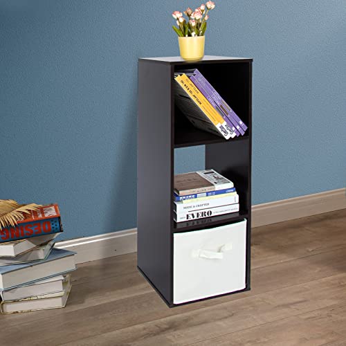 PACHIRA E-Commerce US Wooden Cube Storage Organizer, Unit Shelf, Closet Cabinet, Bookshelf File in Living Room, Bedroom, Study 3 Cube, Dark Brown