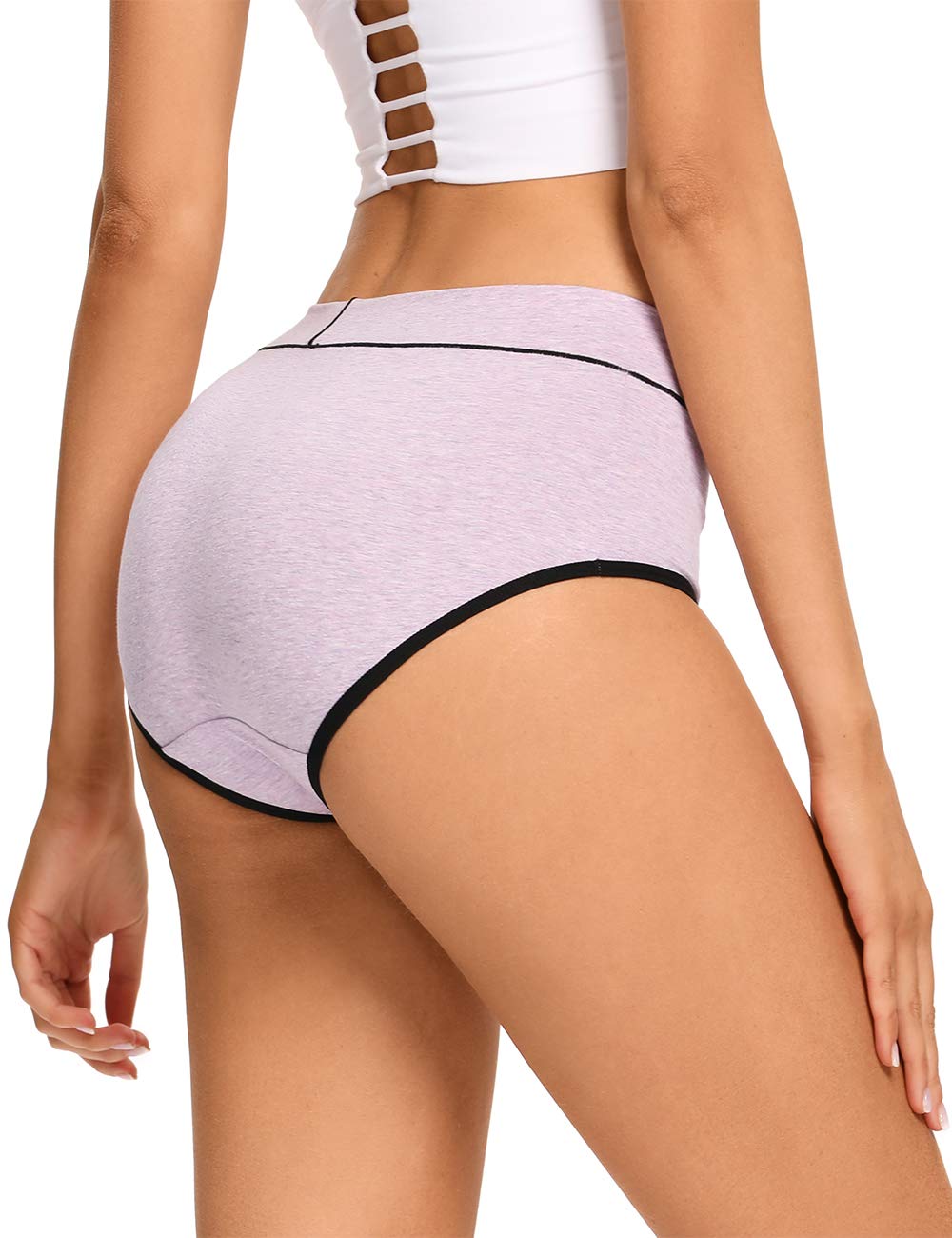 POKARLA Women's Cotton Stretch Underwear Ladies Mid Rise Briefs Panties 5-Pack Size XS