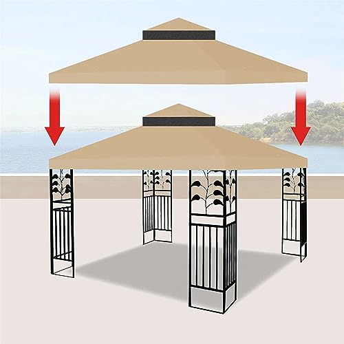 10x10 Ft Outdoor Patio Gazebo Replacement Canopy,Canopies for Outside Canopies, Gazebos,Double Tiered Gazebo Tent Roof Top Cover