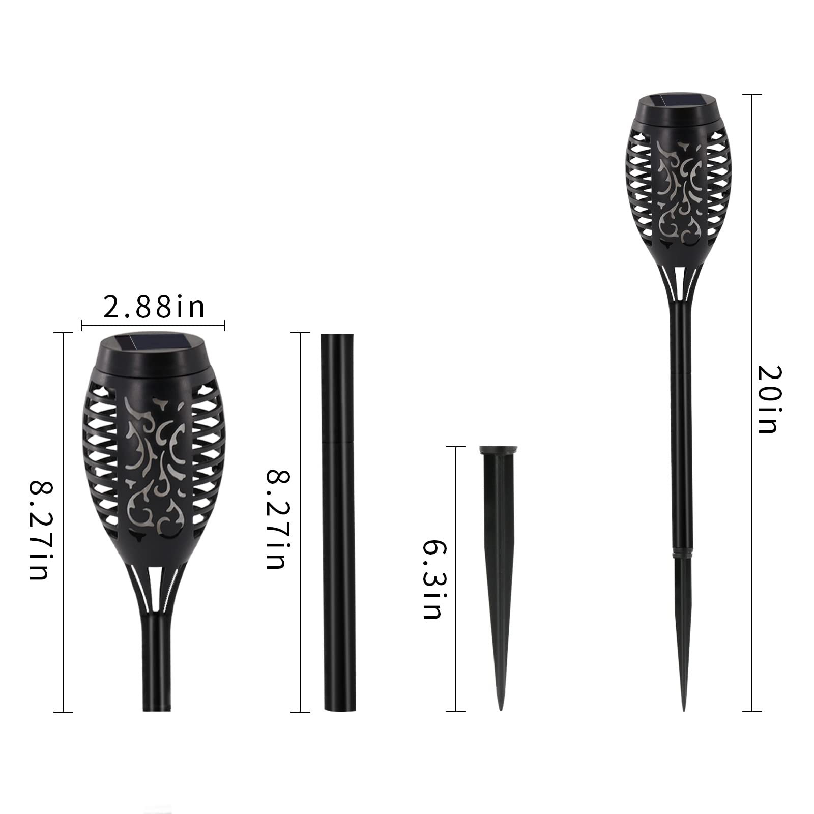 COCOMOX Halloween Decorations Outdoor, 12 Pack Purple Solar Lights Outdoor Waterproof 12 LED Mini Tiki Torch Lights with Flickering Flame for Outside Landscape Garden Pathway Dusk to Dawn Auto On/Off