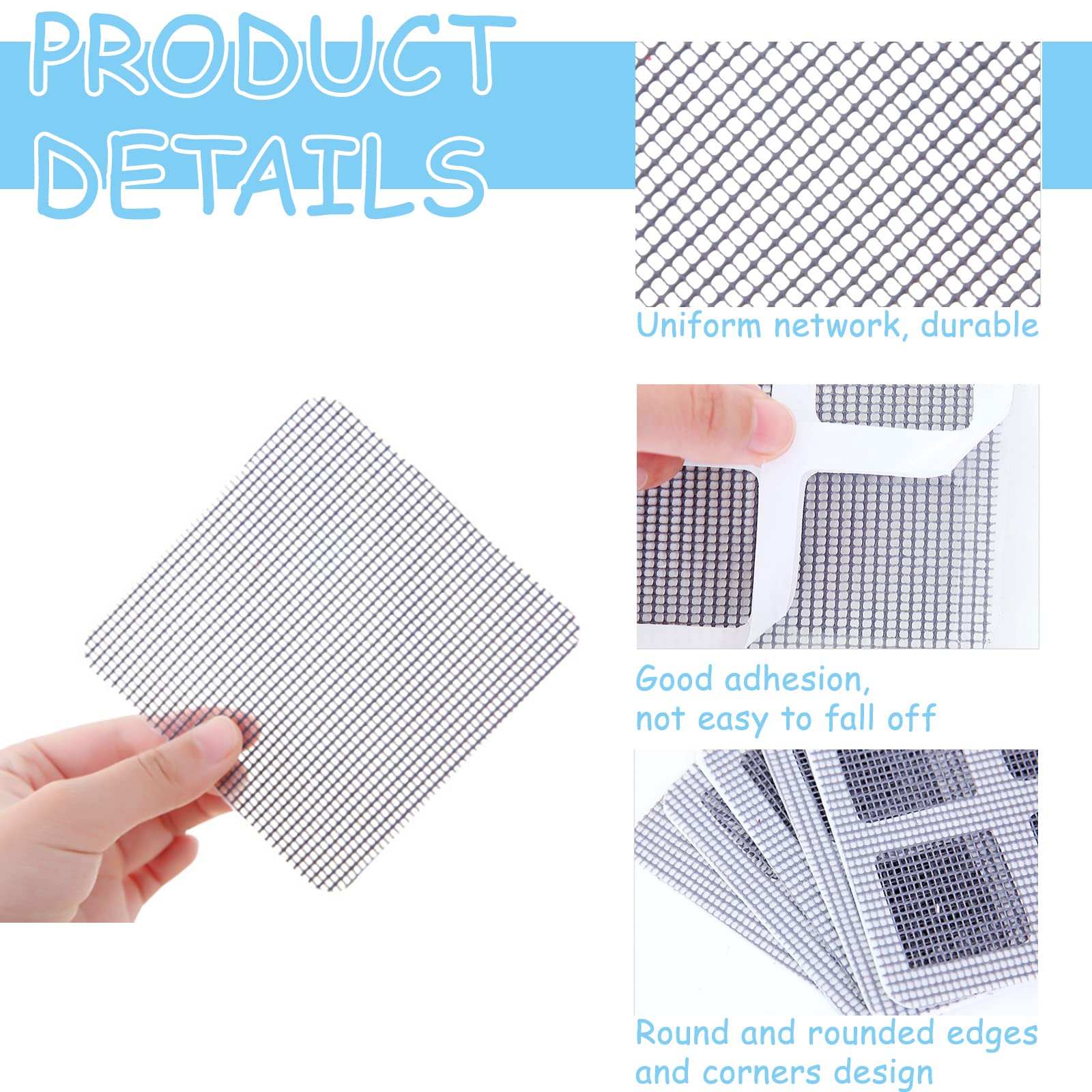 Wernagen Self Adhesive Window Screen Repair Patch Kit 12 Pieces of 2 Sizes Door Replacement for Quick Tent Mesh Cover Hole 4 ''x 4''