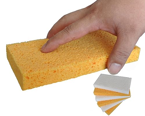 Large Kitchen Sponges for Dishes,Pop Up Eco Friendly Bathroom Cleaning Sponge for Countertop,Tiles,Walls,Floors,Natural Compostable Scrubber for Dish,Car,Kayak,Compressed Cellulose Sponges 6 Pack