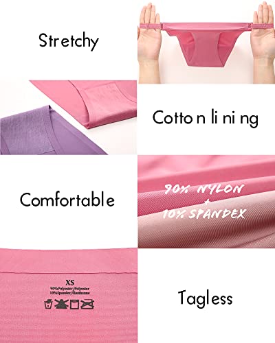 ROSYCORAL Womens Seamless Underwear Adjustable Undies No Show Hipster Bikini Panties Sexy Cheeky 6 Pack S-XL (S)