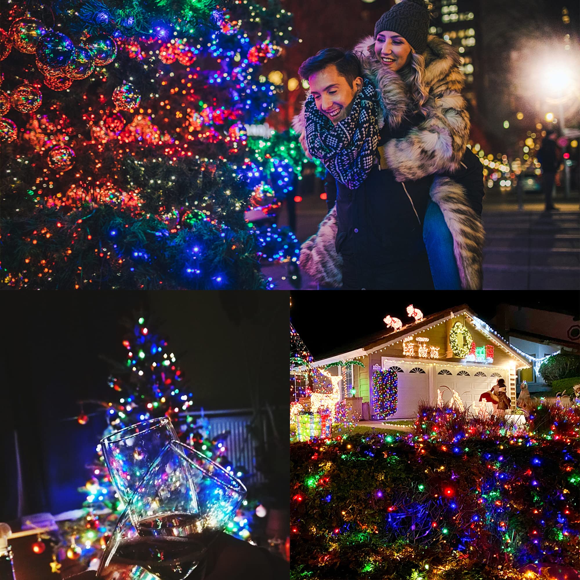 WATERGLIDE Extra Long 328 FT Fairy String Lights, 1000 LED Outdoor Green Wire Christmas Lights, Plug in Mini Light 8 Modes & Waterproof for Outside Xmas Tree Holiday Wedding Party Decor, Multicolor