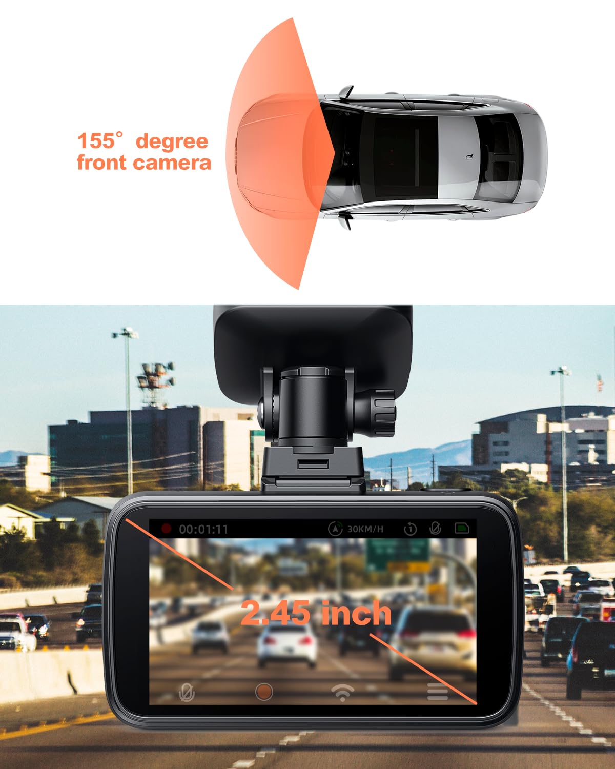 YEECORE D11 Dash Cam Built-in WiFi GPS,4K Touch Screen Camera Recorder with Night Vision, Parking Monitor,G-Sensor,Night Vision Car Camera
