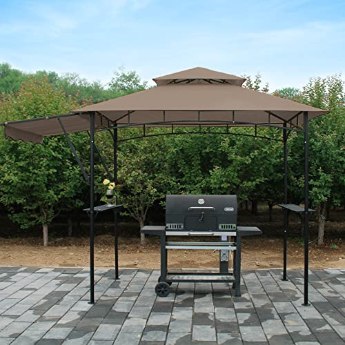 DikaSun Grill Gazebo 11x5 Double Tiered with Extra Shadow BBQ Waterproof Canopy Outdoor Gazebos for Patio, Backyard(Beige)
