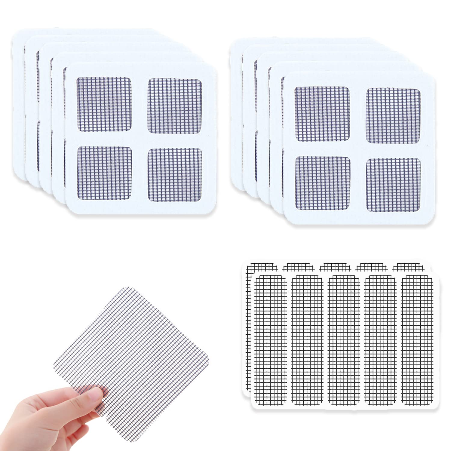 Wernagen Self Adhesive Window Screen Repair Patch Kit 12 Pieces of 2 Sizes Door Replacement for Quick Tent Mesh Cover Hole 4 ''x 4''