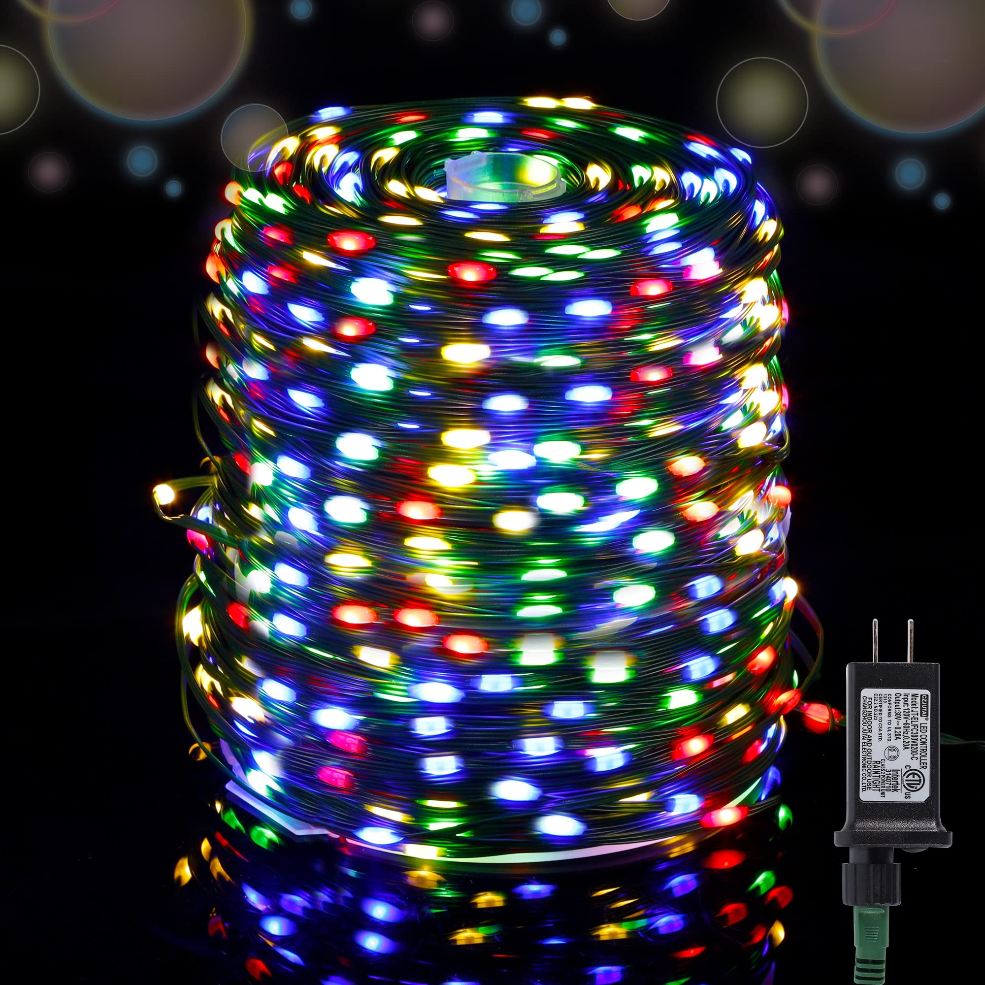 WATERGLIDE Extra Long 328 FT Fairy String Lights, 1000 LED Outdoor Green Wire Christmas Lights, Plug in Mini Light 8 Modes & Waterproof for Outside Xmas Tree Holiday Wedding Party Decor, Multicolor