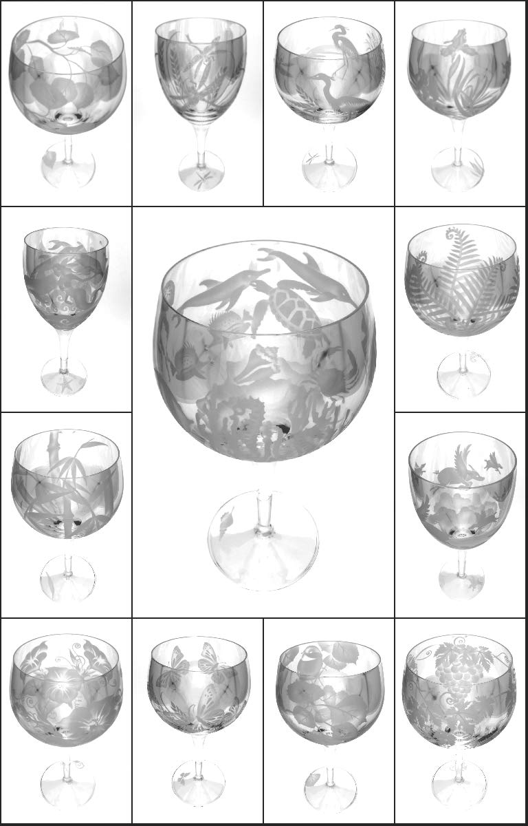 IncisoArt Hand Etched Italian Crystal Goblet Sandblasted (Sand Carved) Handmade Wine Water Glass Engraved (Mermaid Dolphins, 500 Milliliter (17 Ounce) Red Wine)