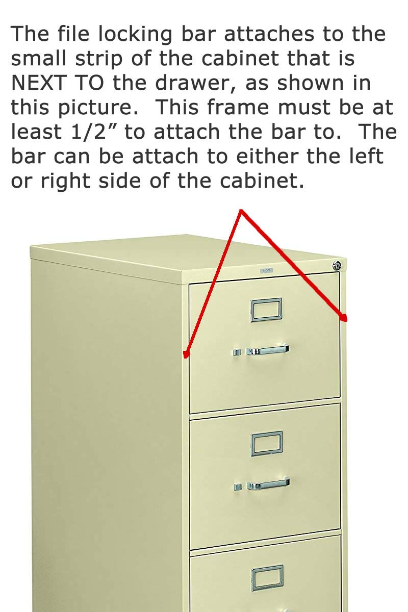 File Cabinet Locking Bar. Fits 5 Drawer File Cabinets. Includes Cobalt Drill Bit. (Gray)