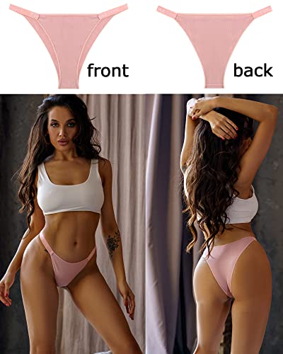FINETOO Womens Underwear Cotton High Cut String Bikini Panties Low Rise Hipster Ladies Sexy Cheeky Underwear Pack
