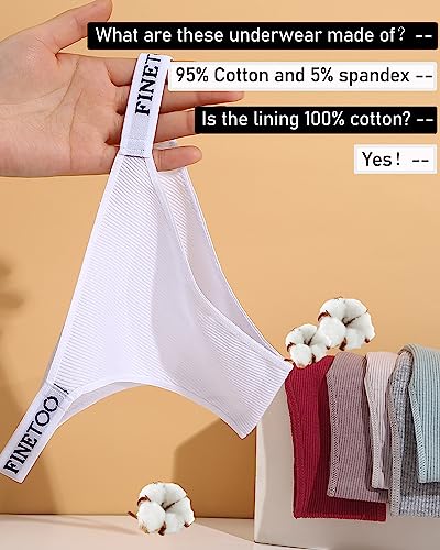 FINETOO Womens Underwear Cotton High Cut String Bikini Panties Low Rise Hipster Ladies Sexy Cheeky Underwear Pack
