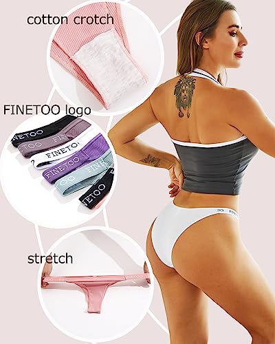 FINETOO Womens Underwear Cotton High Cut String Bikini Panties Low Rise Hipster Ladies Sexy Cheeky Underwear Pack