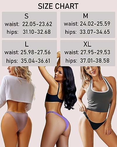 FINETOO Womens Underwear Cotton High Cut String Bikini Panties Low Rise Hipster Ladies Sexy Cheeky Underwear Pack