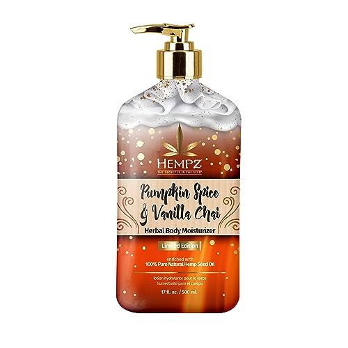 Limited Edition Pumpkin Spice & Vanilla Chai Herbal Moisturizing Body Lotion (17 oz) – Fall Scented for Women or Men with Dry or Sensitive Skin - Hydrating Moisturizer for Daily Radiance