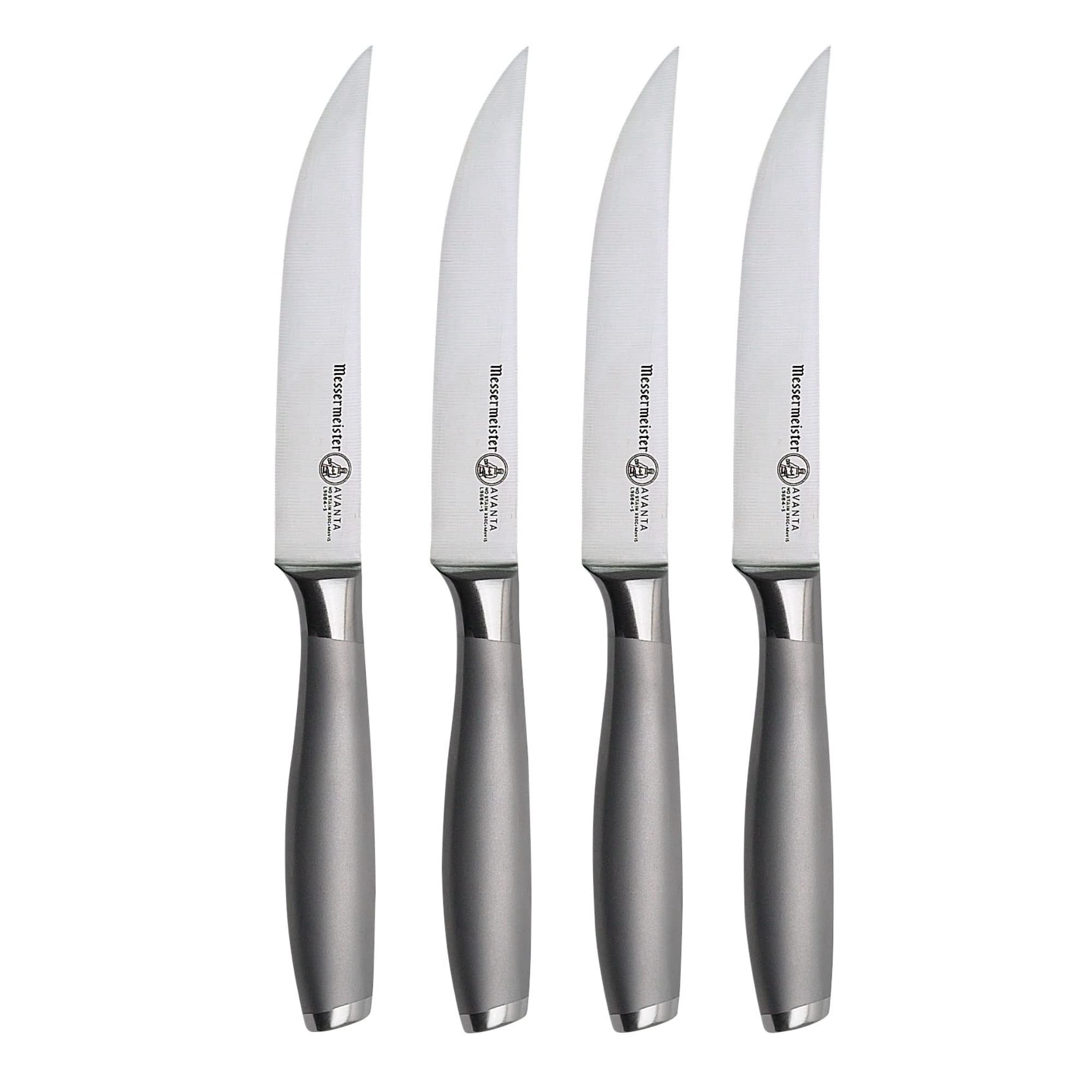 Messermeister Avanta 5” Fine Edge Steak Knife Set - German X50 Stainless Steel - Rust Resistant & Easy to Maintain - Includes 4 Steak Knives
