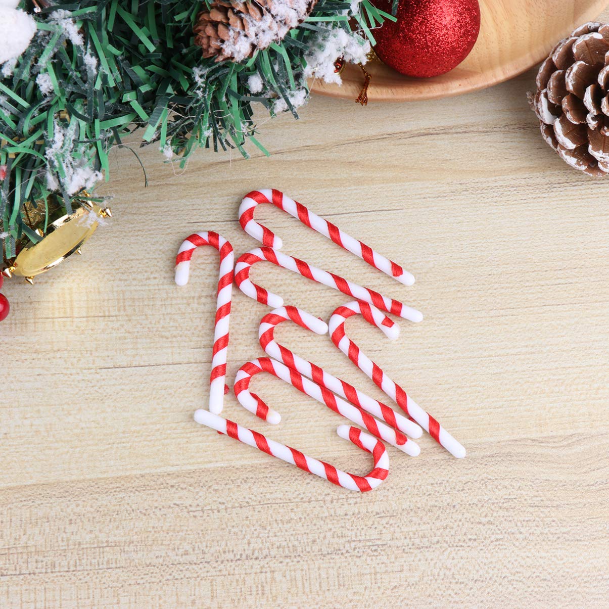 Toddmomy 50 Pieces Christmas Plastic Candy Cane Ornaments Christmas Tree Hanging Ornaments for Xmas Holiday Party Home Decoration 5cm/1.96inch