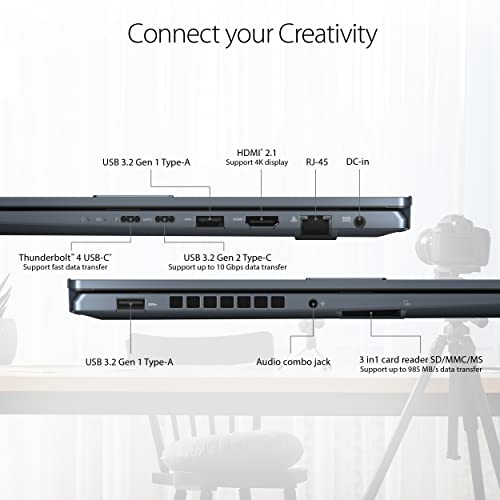 ASUS VivoBook Pro 16 Laptop, 16” 16:10 Display, Intel Core i7-12650H CPU, NVIDIA® GeForce RTX 3050 Ti GPU, 16GB RAM, 1TB SSD, Windows 11 Home, Quiet Blue, K6602ZE-DB76