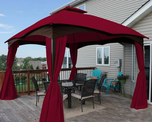 Eurmax USA High Performance Replacement Canopy Top for Lowe's Allen Roth Heavy Duty Gazebo Roof with Air Vent - 10x12 Gazebo Cover #GF-12S004B-1, Replacement Top Only (Burgundy)