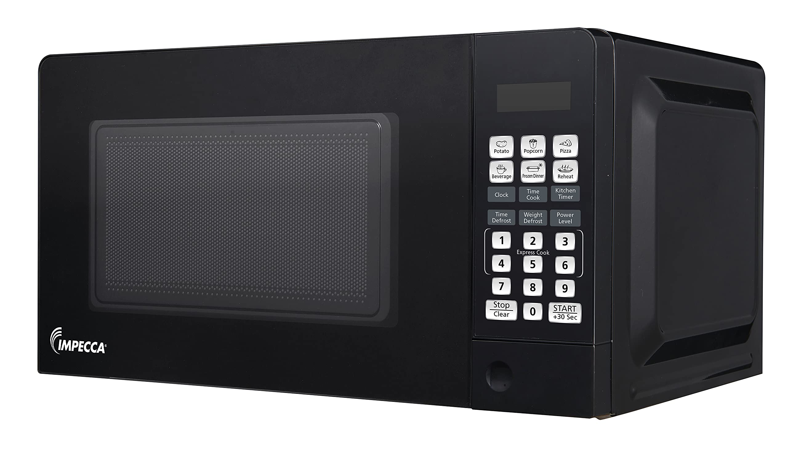 Impecca Countertop Microwave Oven w/ 10 Power Levels, Child Lock, LED Lighting, 700Watt & 0.7 Cu. Ft., Convenient Cooking Controls and Touch Pad Panel, Black Color