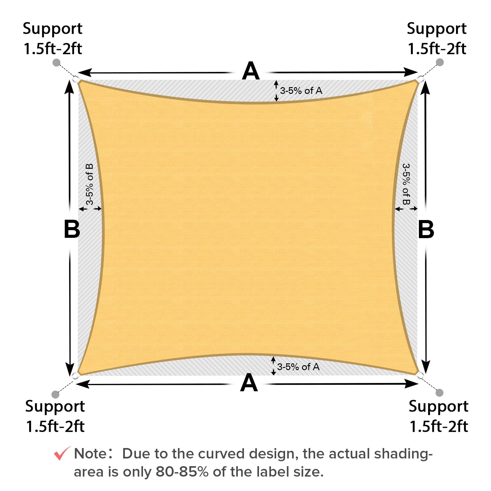 Artpuch 12' x 12' Sun Shade Sails Square Canopy, Sand UV Block Cover for Outdoor Patio Garden Yard