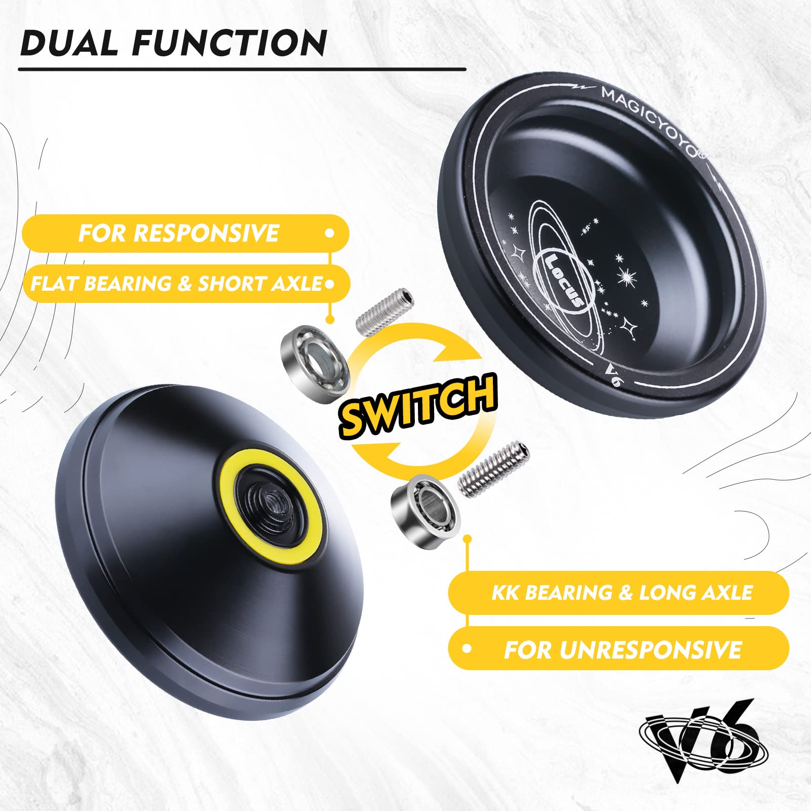 MAGICYOYO V6 Responsive Yoyo for Kids & Adults - Alloy Material, Durable Beginner Trick Yoyo, Extra Bearing Kit