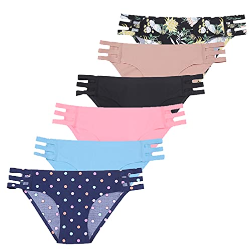 AUFU Women Seamless Underwear Bikini Panties Soft Stretch Breathable Invisible Hipster Panty 6 Pack (Medium)