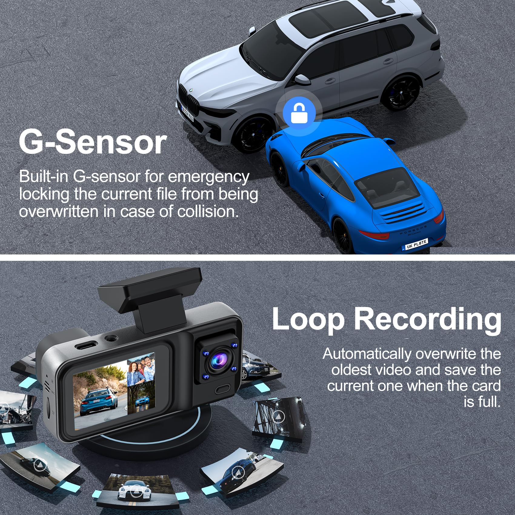 3 Channel 4K Dash Cam, Dash Camera for Cars with 64GB SD Card, 4K+1080P+1440P Dash Cam Front and Rear Inside, Super Night Vision, Loop Recording, G-Sensor, Motion Detection, 24 Hours Parking Mode