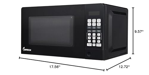 Impecca Countertop Microwave Oven w/ 10 Power Levels, Child Lock, LED Lighting, 700Watt & 0.7 Cu. Ft., Convenient Cooking Controls and Touch Pad Panel, Black Color