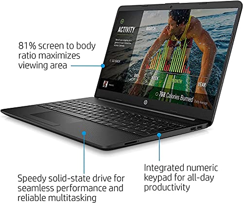 HP Notebook 15 Laptop, 15.6" Full HD Screen, Intel Celeron N4020 Processor, 8GB RAM, 256GB SSD, 1-Year Microsoft Office 365, HDMI, RJ-45, Type-C, HDMI, Webcam, Windows 10 Home, Black