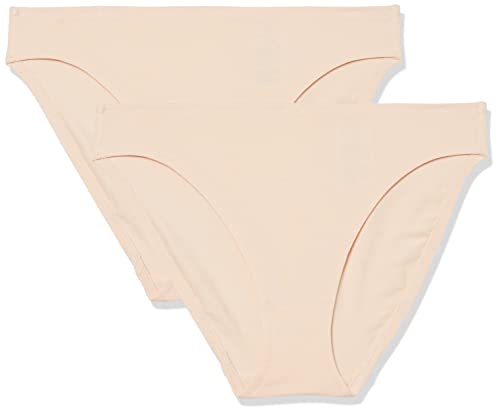 Amazon Aware Women's Super Soft Cotton Bikini Brief Underwear, Pack of 2, Pale Peach, Large