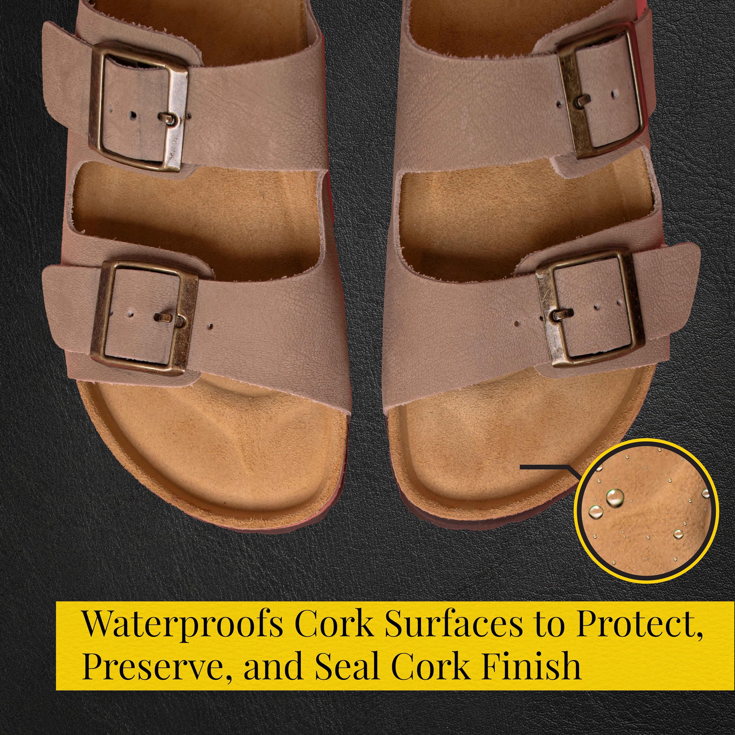 Kelly's Cork Renew Sealer (2.2 fl oz) - Waterproof & Protect Cork Surfaces w/ Brush Applicator - Water Based Formula Dries Clear, Prevents Drying & Breaking Down of Sandles, Shoes, Fishing Rod, Coasters