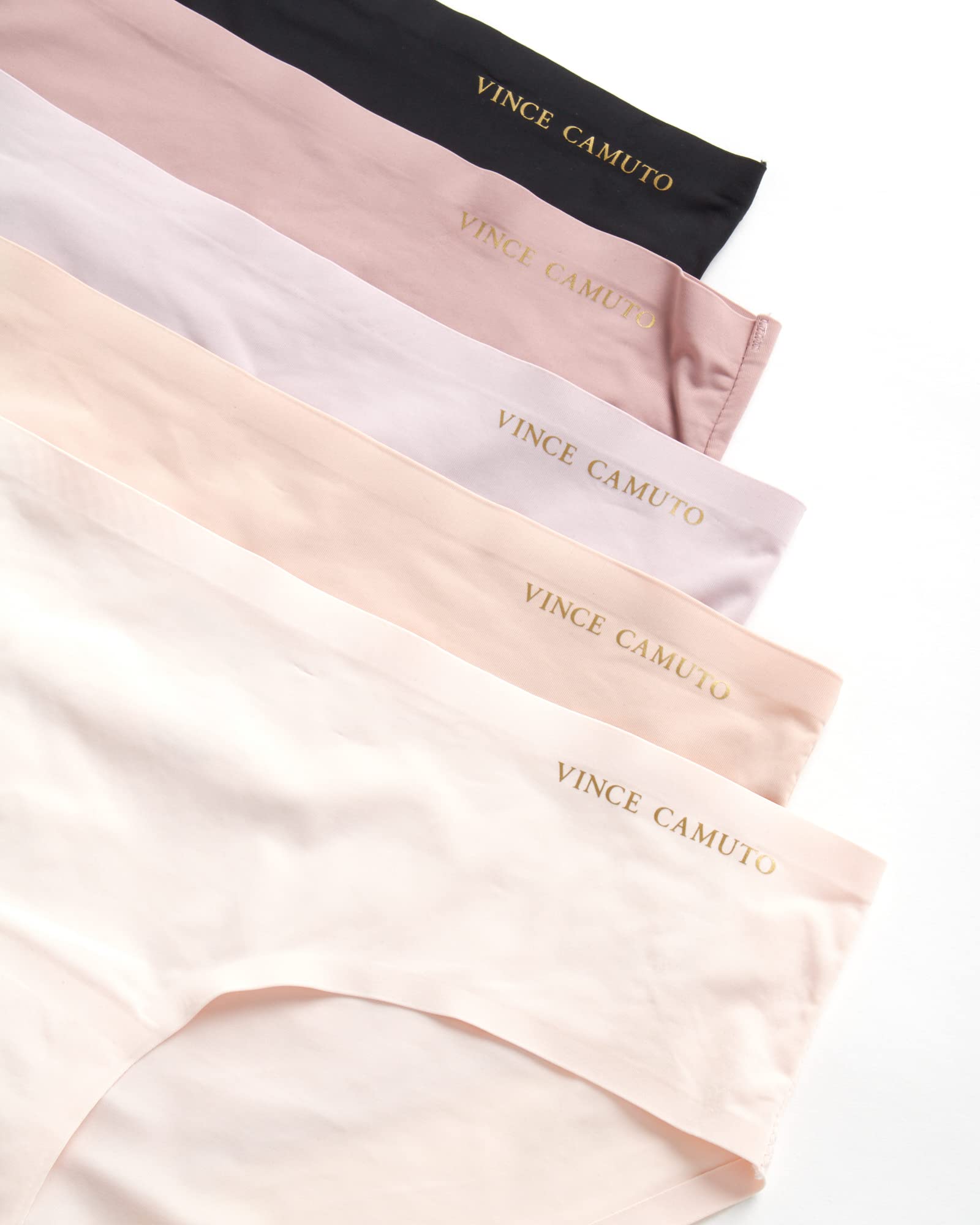 Vince Camuto Women's Hipster Underwear - 5 Pack Ultra Soft & Sexy Lingerie - Breathable Seamless Panties for Women, Size Large, Rose Assorted