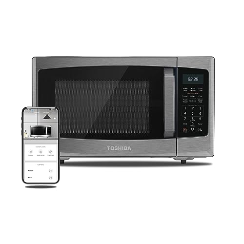 TOSHIBA ML-SEM23P(BS) Smart Countertop Microwave, Voice Control with Alexa, Free Recipes in APP, Kitchen Essentials, Mute Function & ECO Mode, 900W, 0.9 Cu Ft, With 10.6" Turntable, Black Stainless Steel