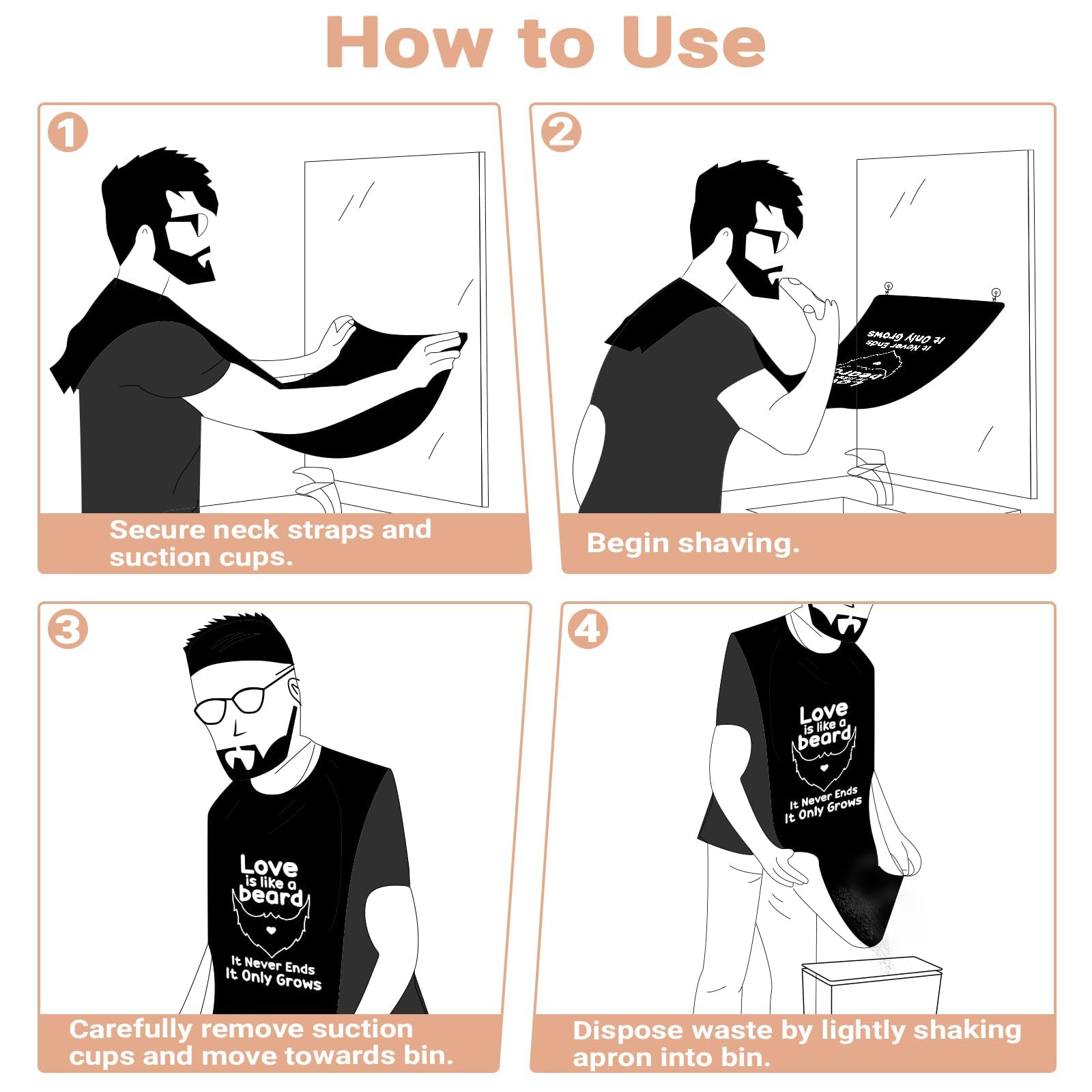 LONGESISM Beard Bib Shaving Apron, Mens Gift for Husband Dad, Stocking Stuffers Christmas Birthday Gifts for Men Boyfriend Him (Love)
