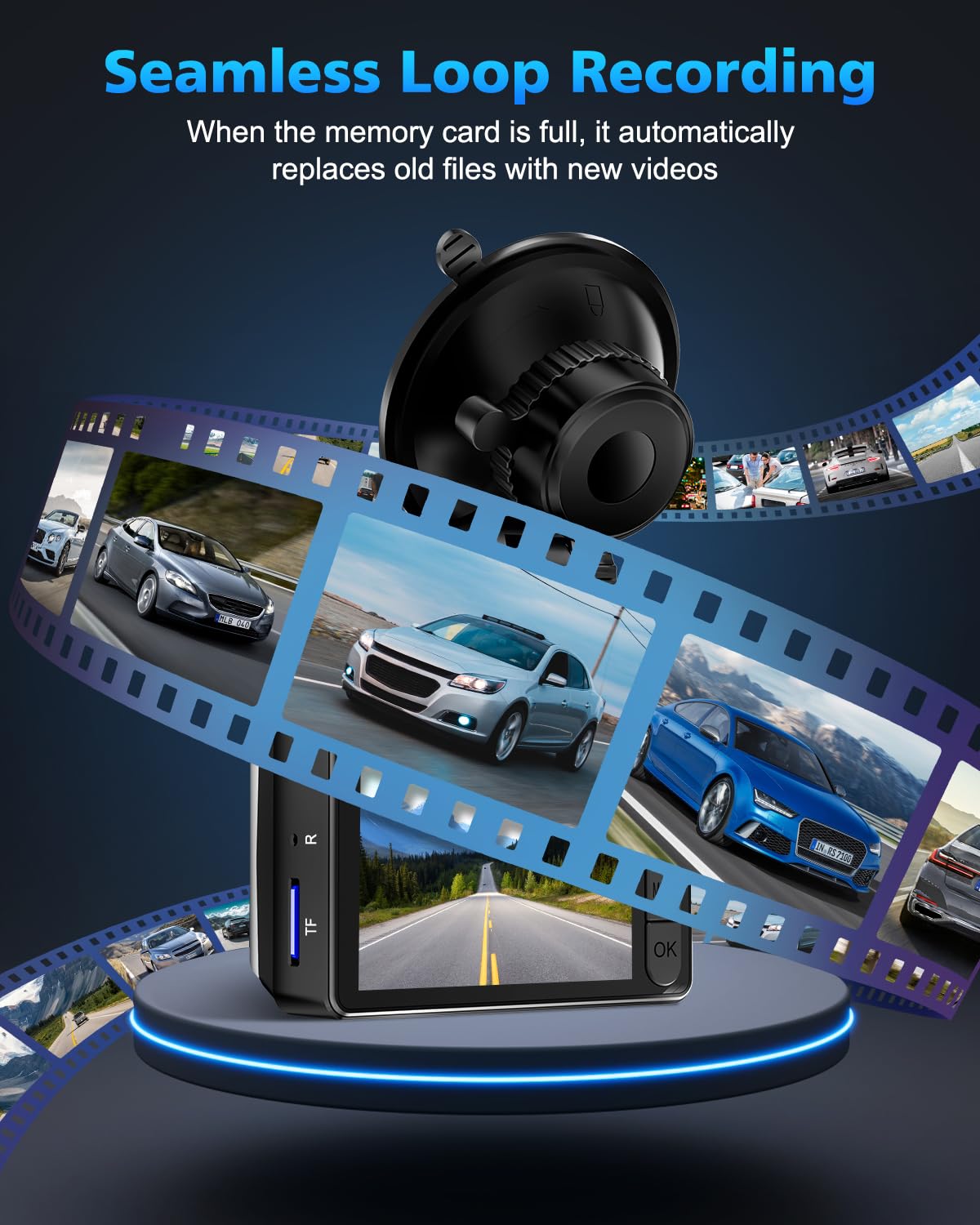 SUVCON Dash Cam Front and Rear 2K, Black