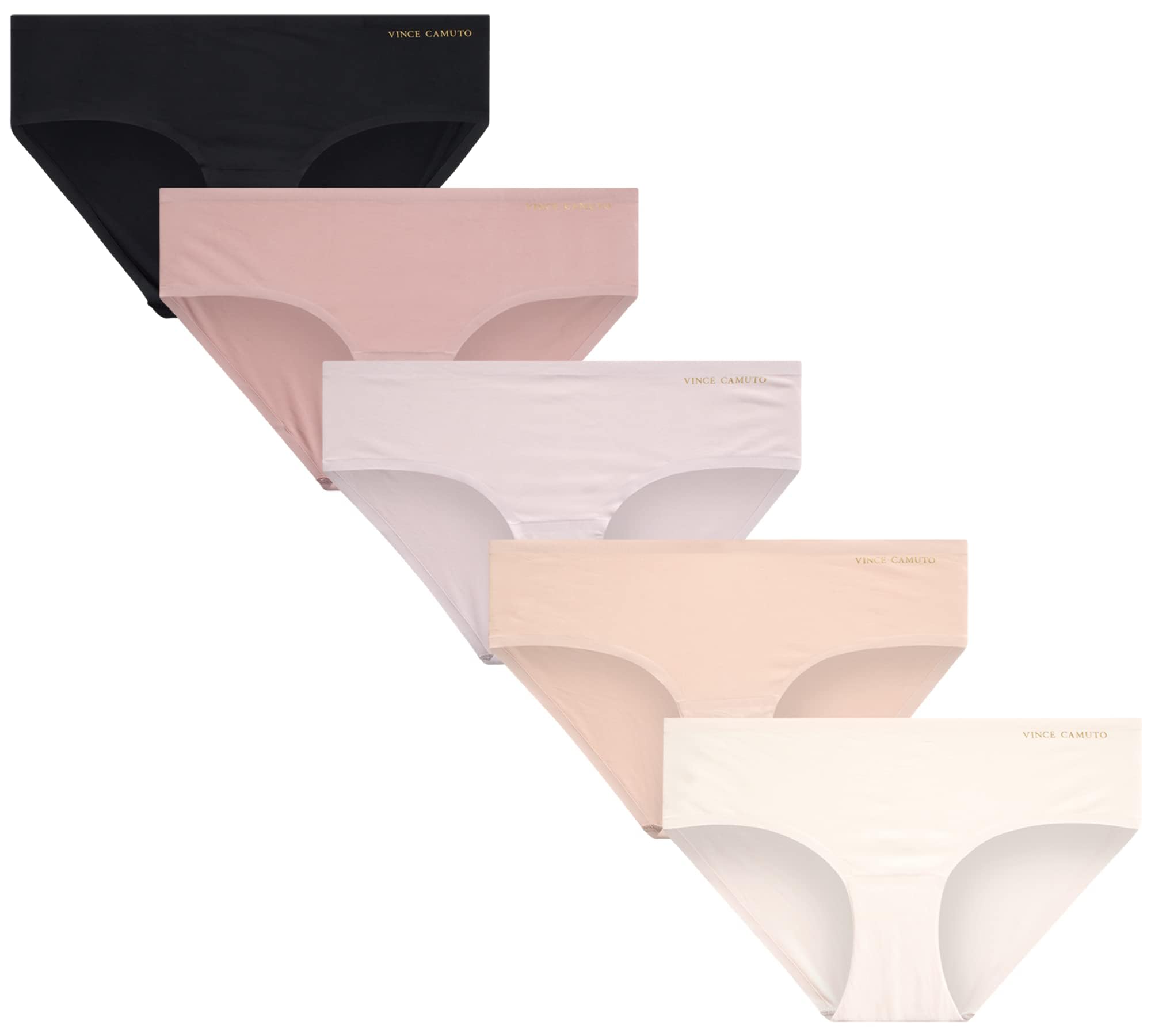 Vince Camuto Women's Hipster Underwear - 5 Pack Ultra Soft & Sexy Lingerie - Breathable Seamless Panties for Women, Size Large, Rose Assorted