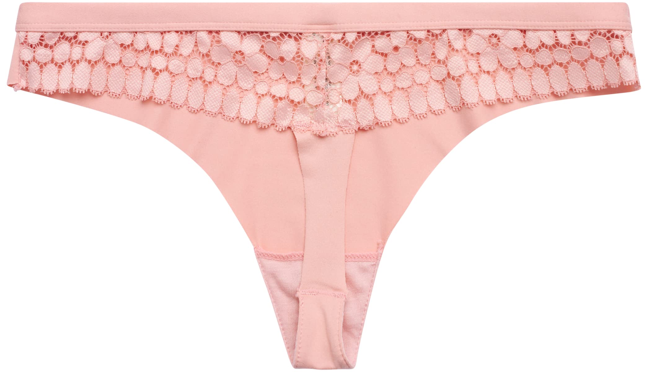 Jessica Simpson Women's Thong Panties - 6 Pack Seamless Lace Microfiber Underwear for Women, Size Small, Brunette/Mellow Rose/Jet Black