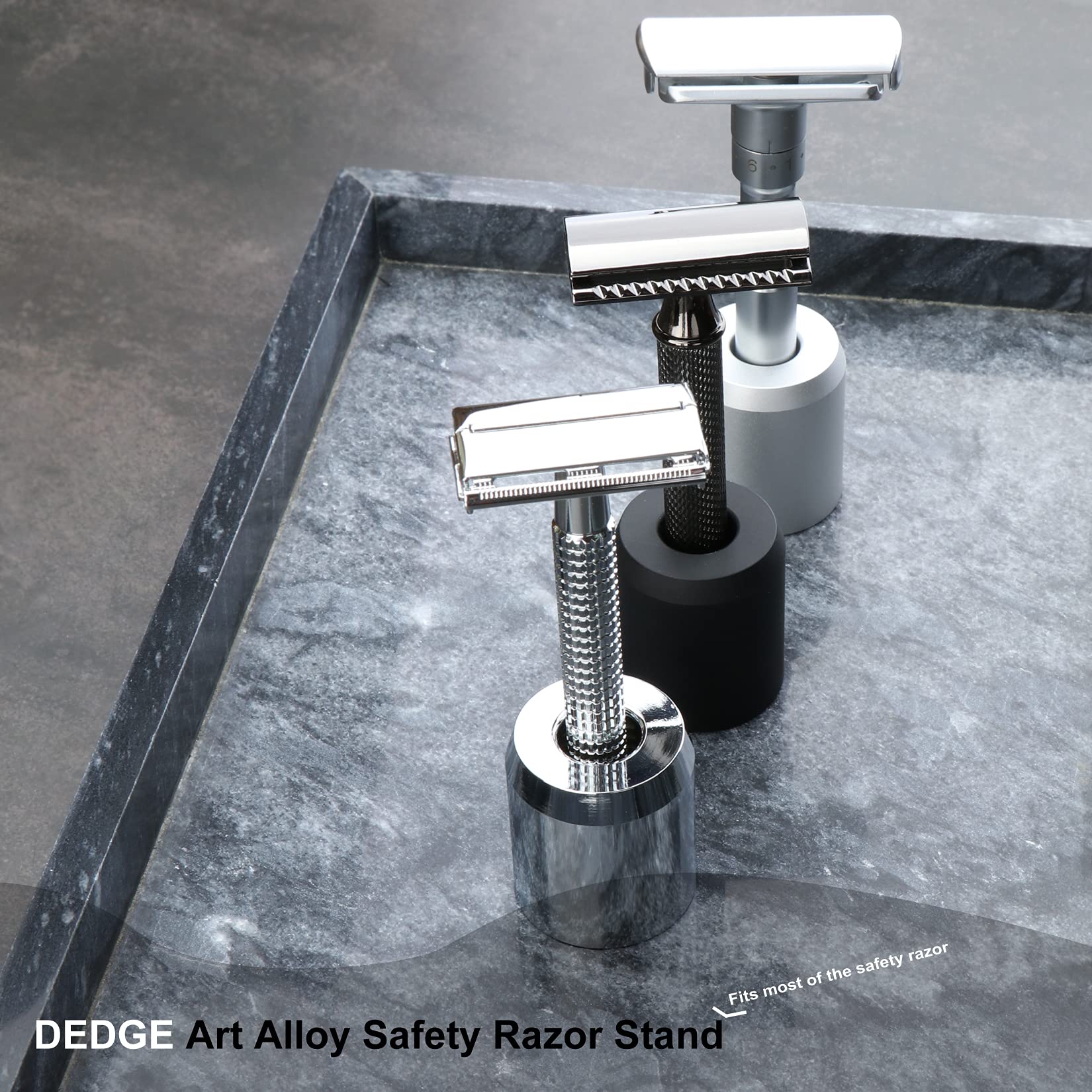 DEDGE Safety Razor Stand Alloy Shaving Stand for Bathroom Accessory Matte Black