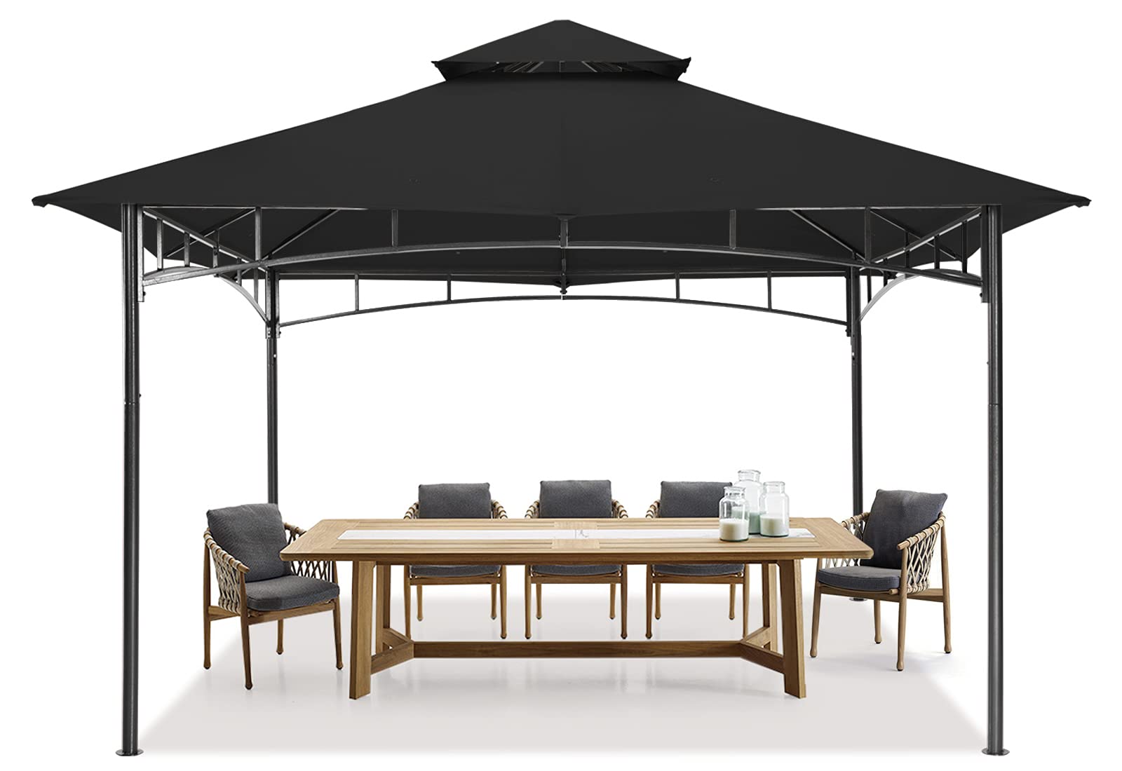 MASTERCANOPY Outdoor Garden Gazebo for Patios with Stable Steel Frame(10x12, Black)