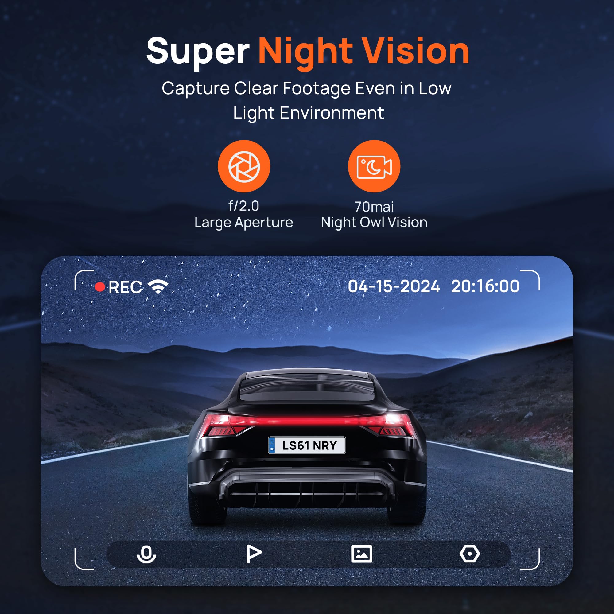 70mai Dash Cam M310, Dash Camera for Cars 1296P QHD, Smart Dash Cam Front Built in WiFi, 130° Wide-Angle FOV, WDR, Night Vision, iOS/Android Mobile App, Loop Recording, Parking Monitor, Time-Lapse