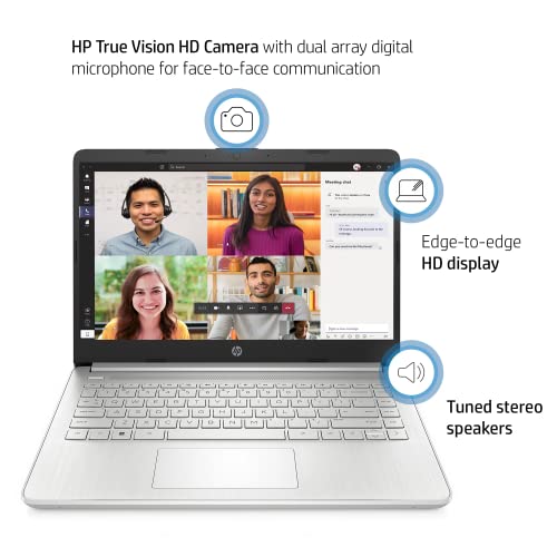 HP 14 Laptop, 14" HD Screen, Intel i5-1135G7 Processor, 16GB RAM, 512GB SSD, Webcam, SD Card Reader, HDMI, Wi-Fi, Windows 11 Home, Natural Silver
