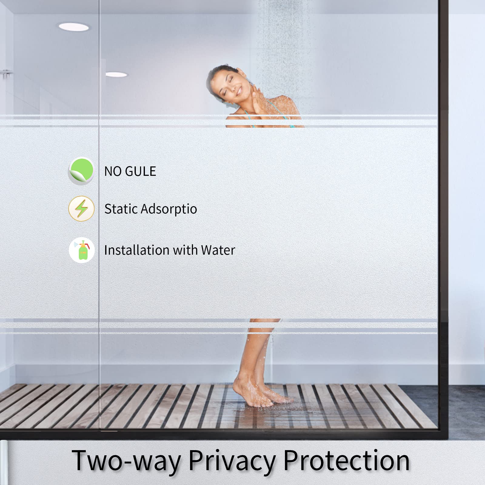Frosted Glass Window Film with Tools,Reusable Window Privacy Film,Static Clings Window Film Kit for Home Bathroom and Office. (Pure, 17.5Inch×78.7Inch)